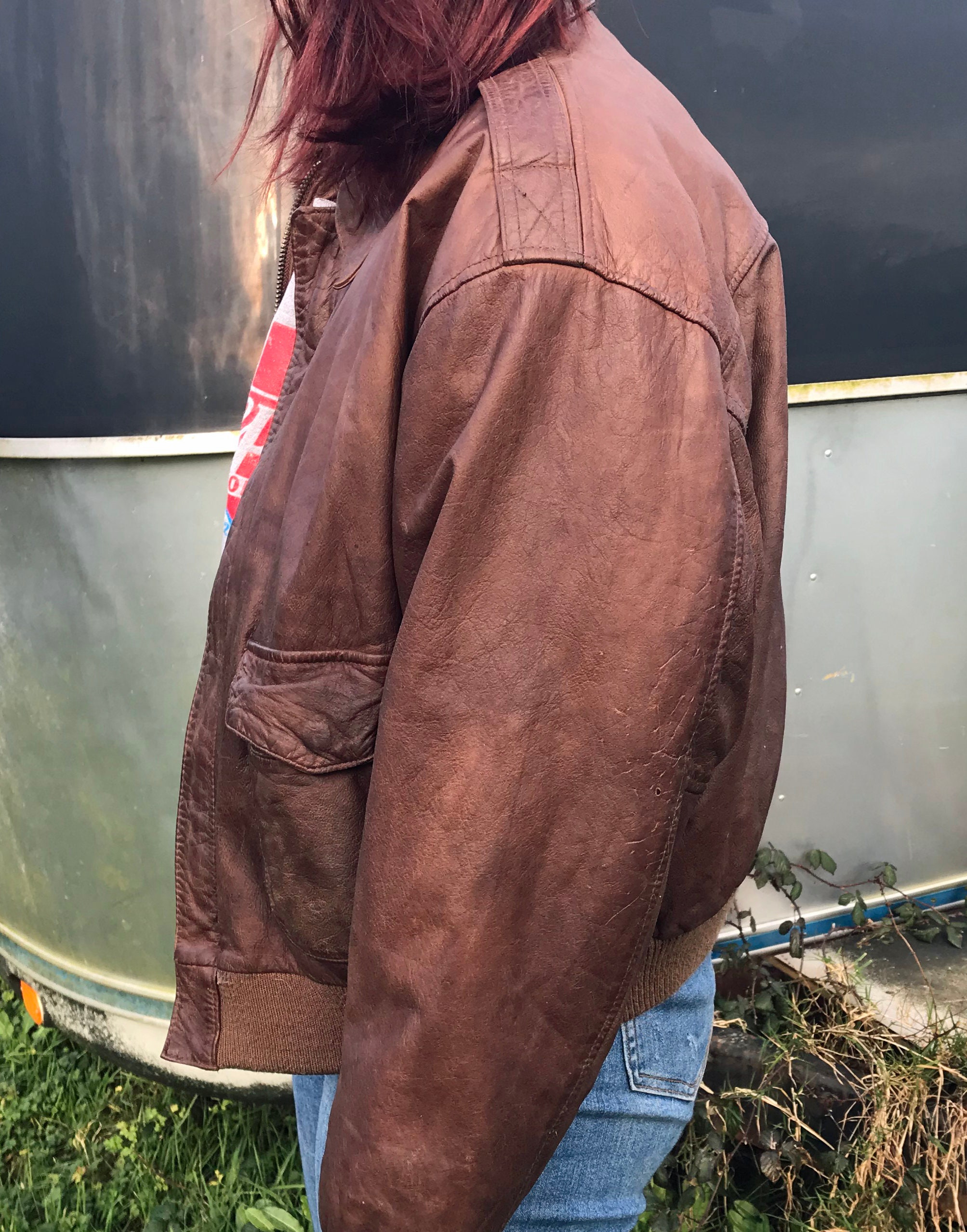 Patinated A2 Leather Jacket Iron Rust & Alloy Medium - Etsy