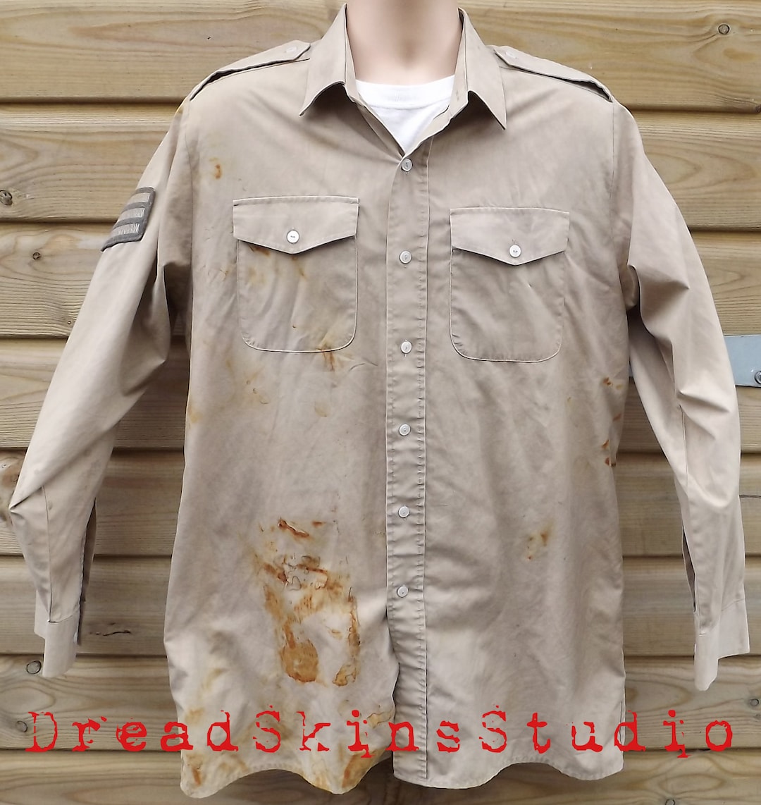 Rust Dyed Shirt, Postapocalyptic Dirt Stained, Wasteland Clothing, Mens ...
