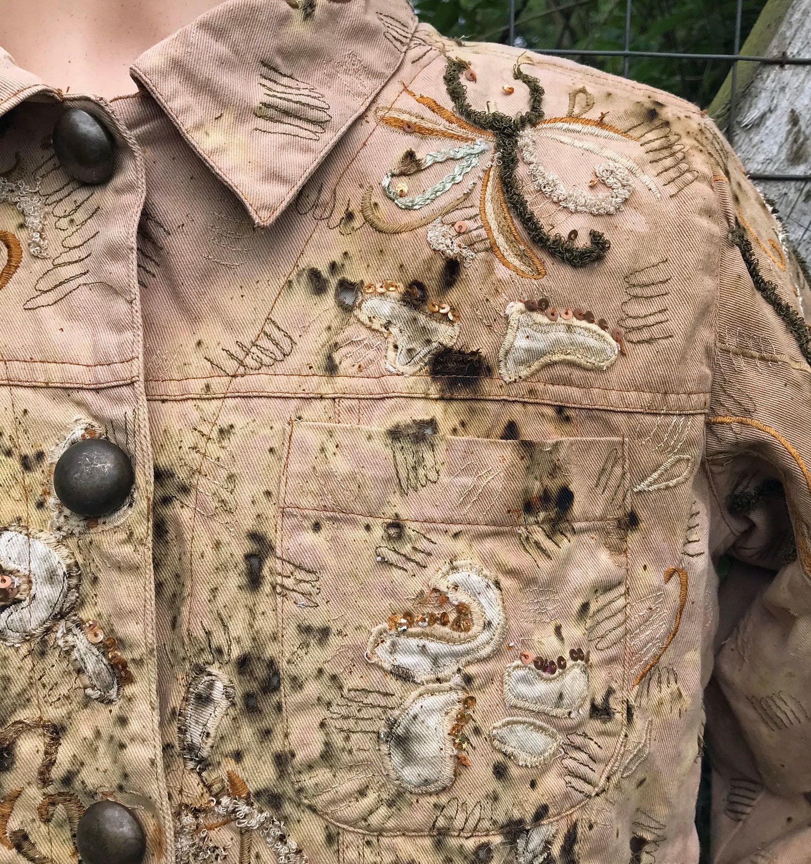 Ladies Distressed Embroidered and Sequinned Jacket UK Small | Etsy