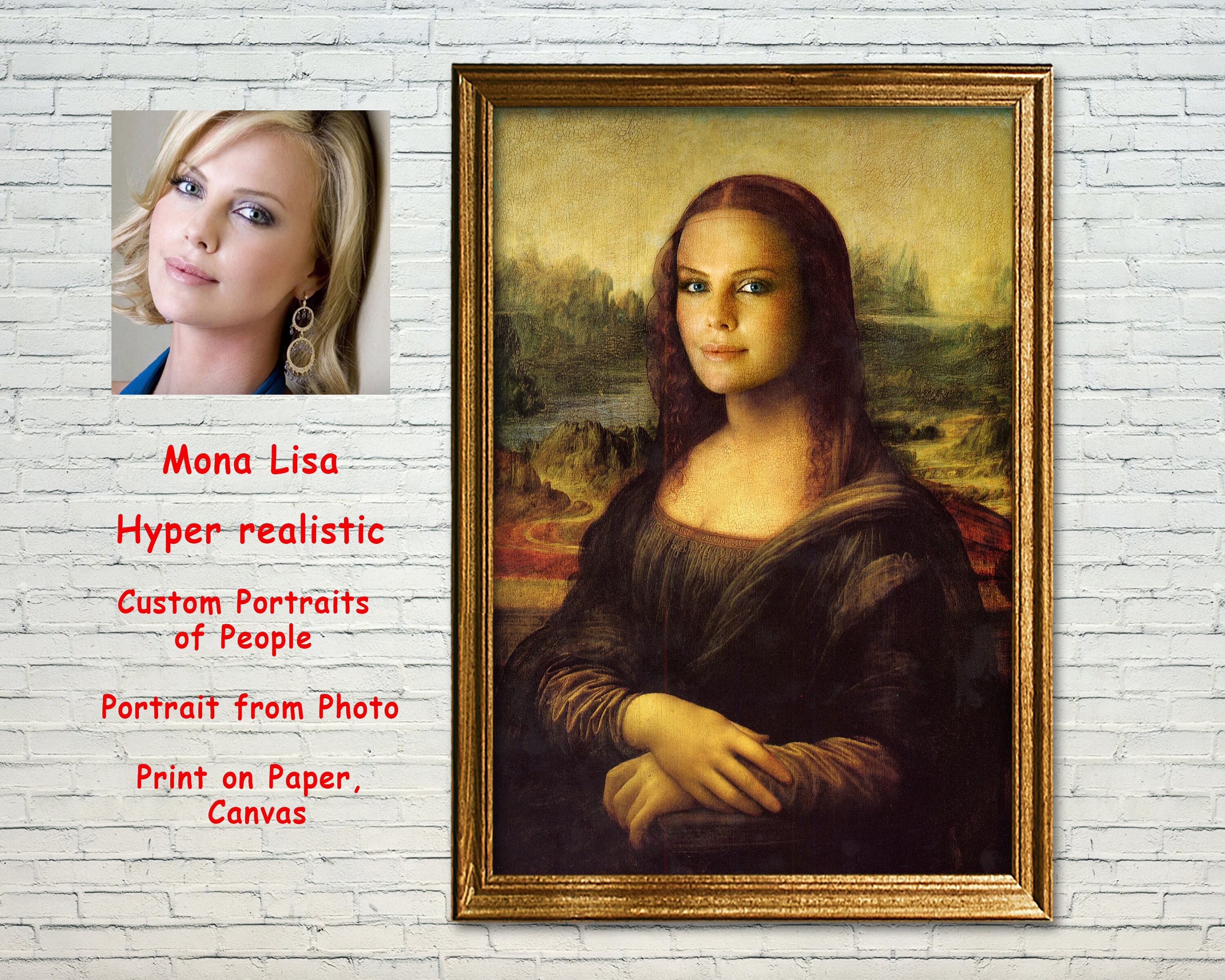 Mona Lisa Customizable Portrait for woman Classic Mona Lisa | Etsy