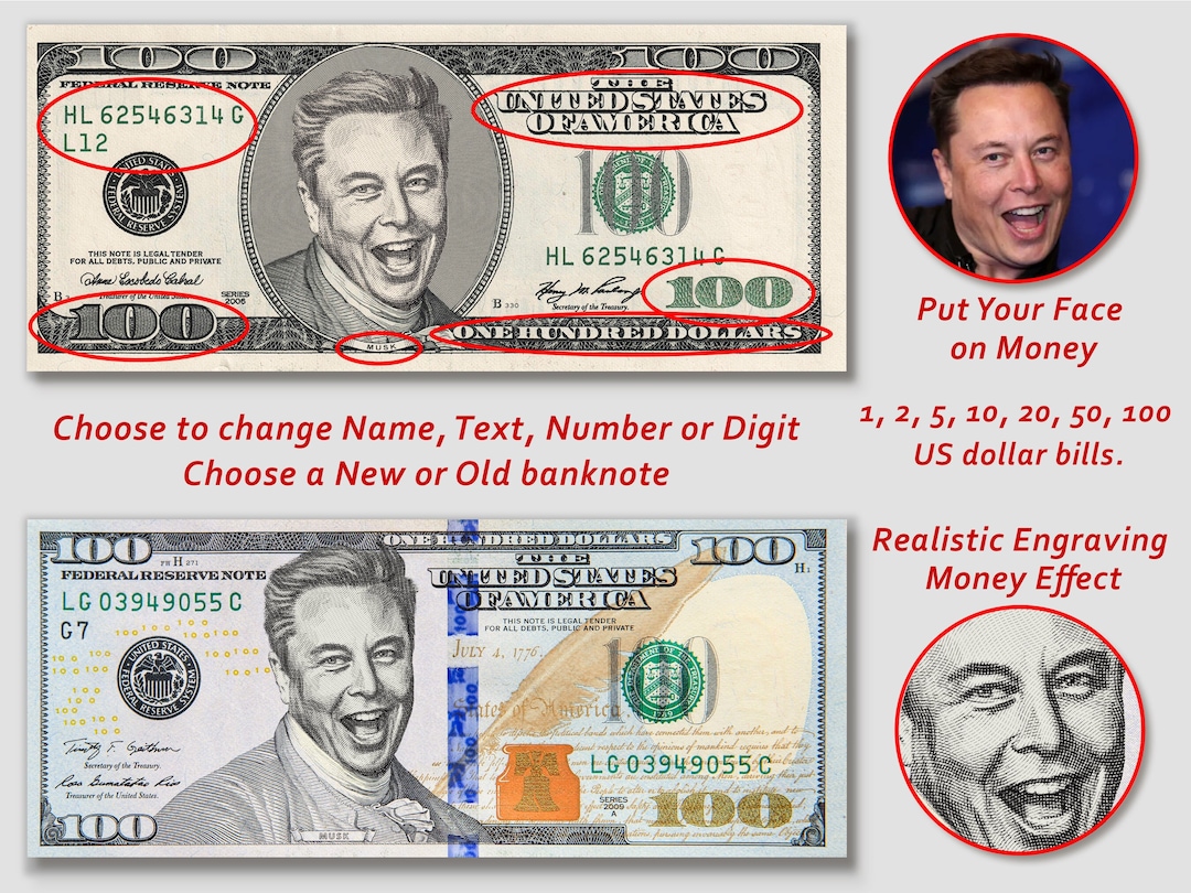 Custom Dollar, Dollar Bill Art, 100 Dollar Bill, Digital Dollar, Your ...