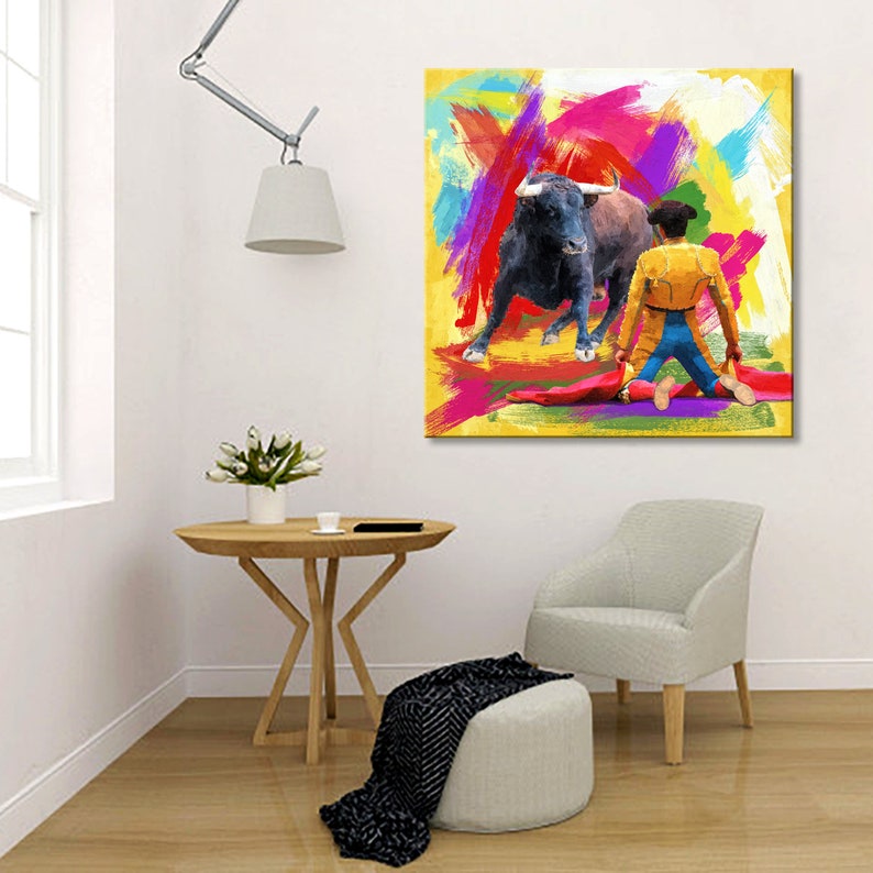 Matador Bullfighter Painting, Toreador Bull Fighting Print, Large ...