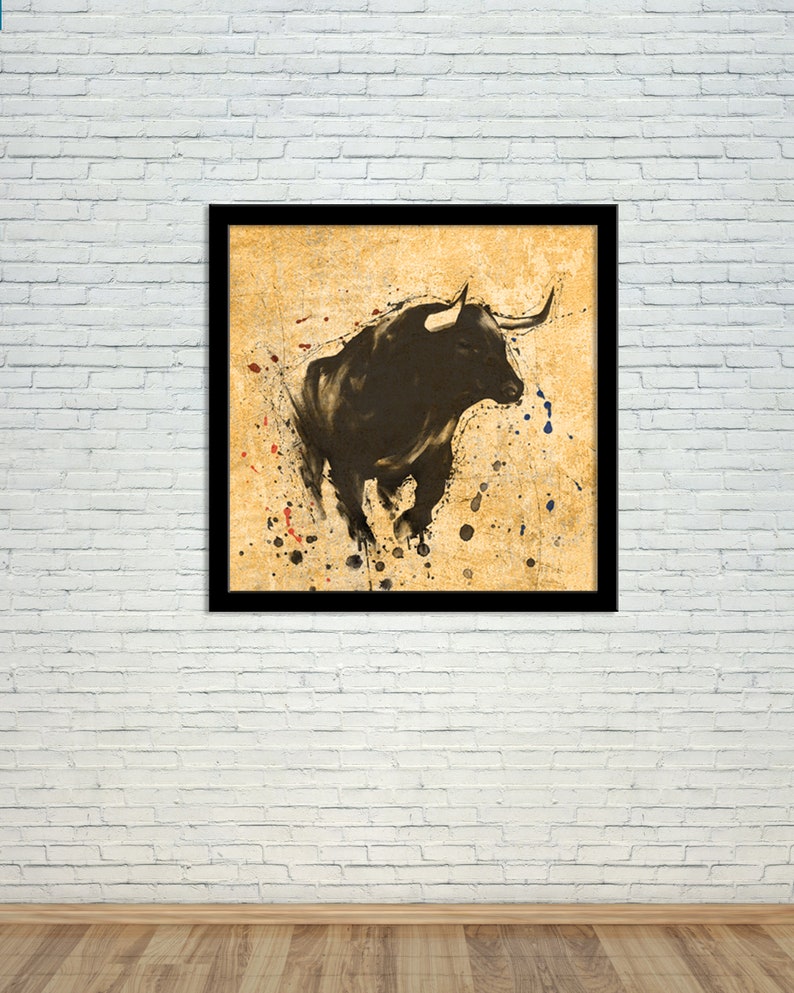 Bull Wall Art Print - Bull Painting - Canvas Prints - Animal Art - Home ...