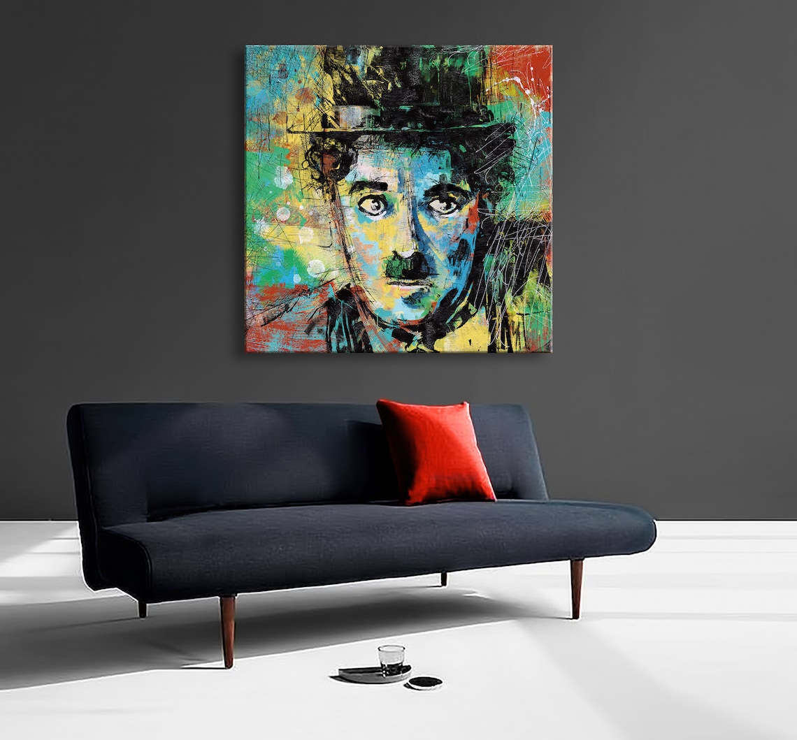 Charlie Chaplin Abstract Print Stretched Canvas Print Canvas - Etsy