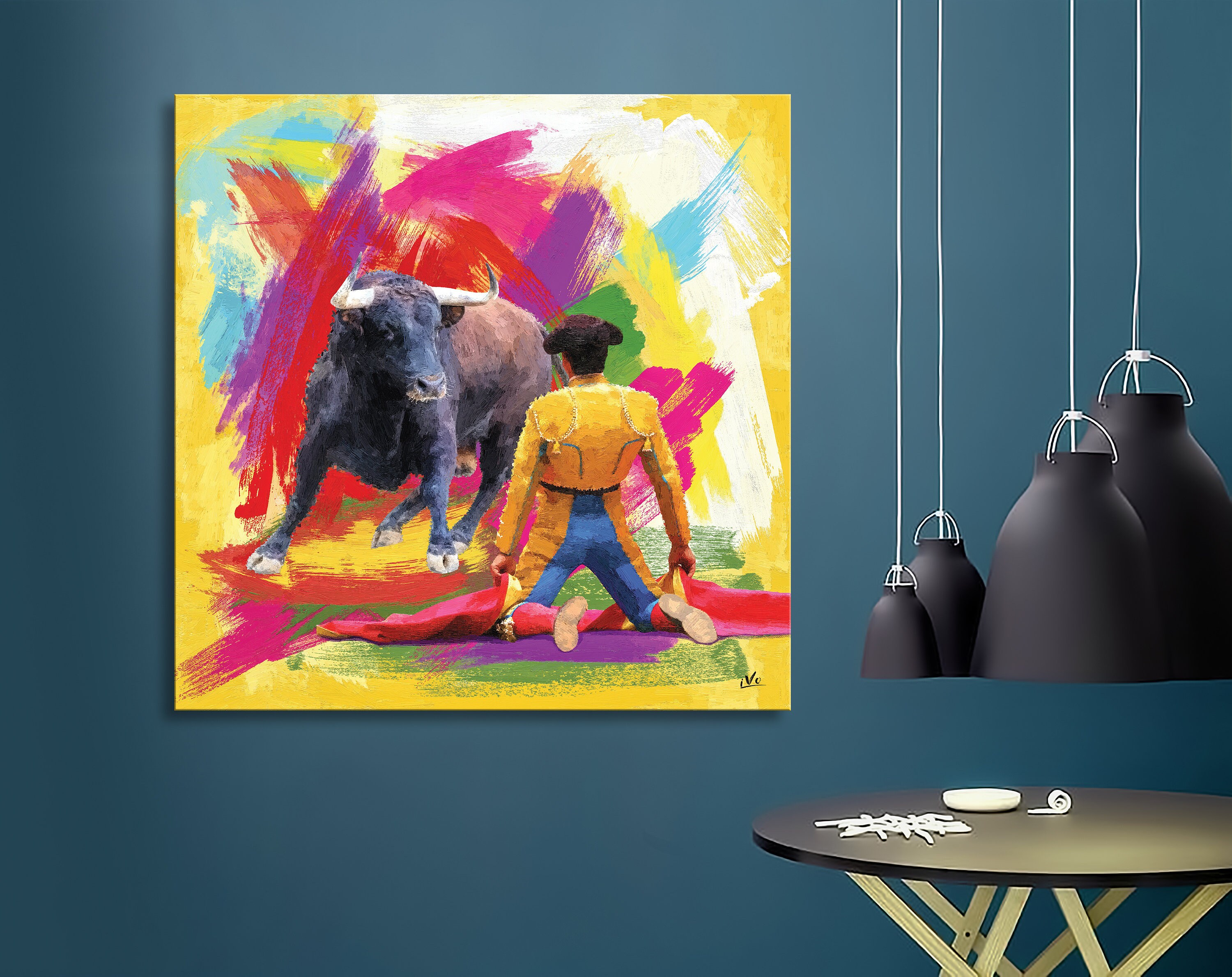 Matador Bullfighter Painting, Toreador Bull Fighting Print, Large ...