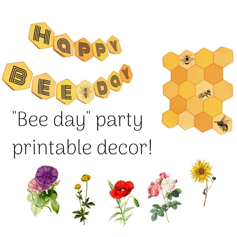 Happy Bee Day Birthday Party Decor - Printable Instant Download - Etsy