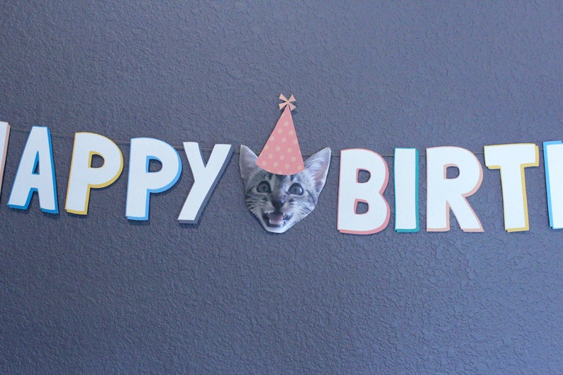 Customizable Happy Birthday Cat Banner Printable Digital Download - Etsy