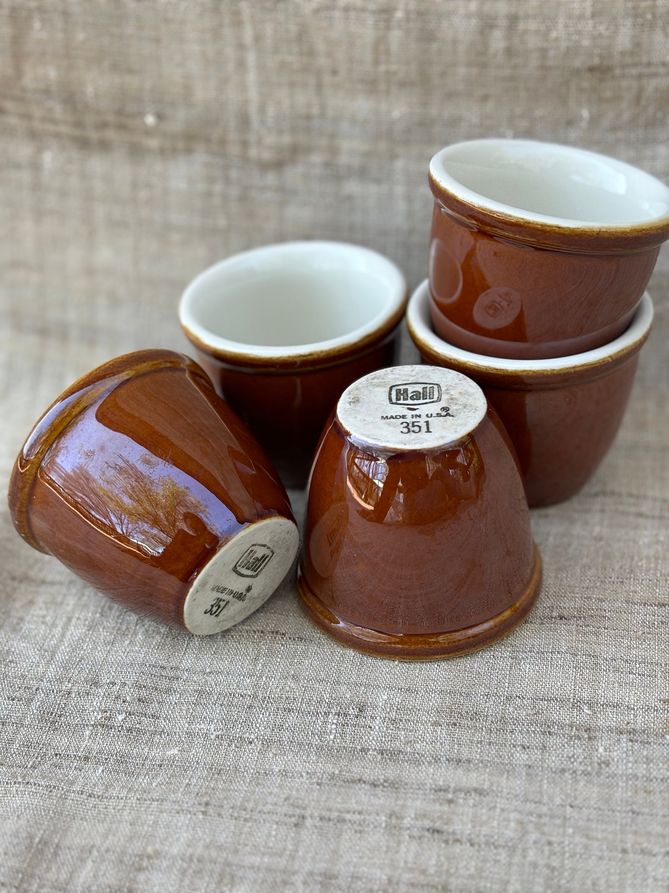 Vintage Hall Stoneware Custard Cups/ USA Pottery / Set of 5 / Vintage ...
