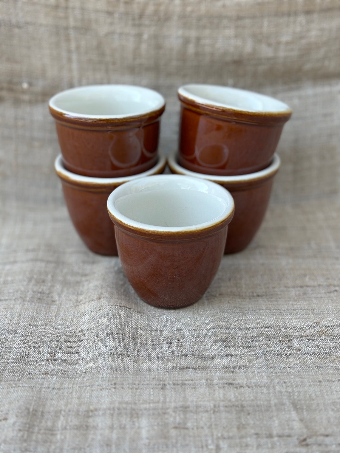 Vintage Hall Stoneware Custard Cups/ USA Pottery / Set of 5 / Vintage ...