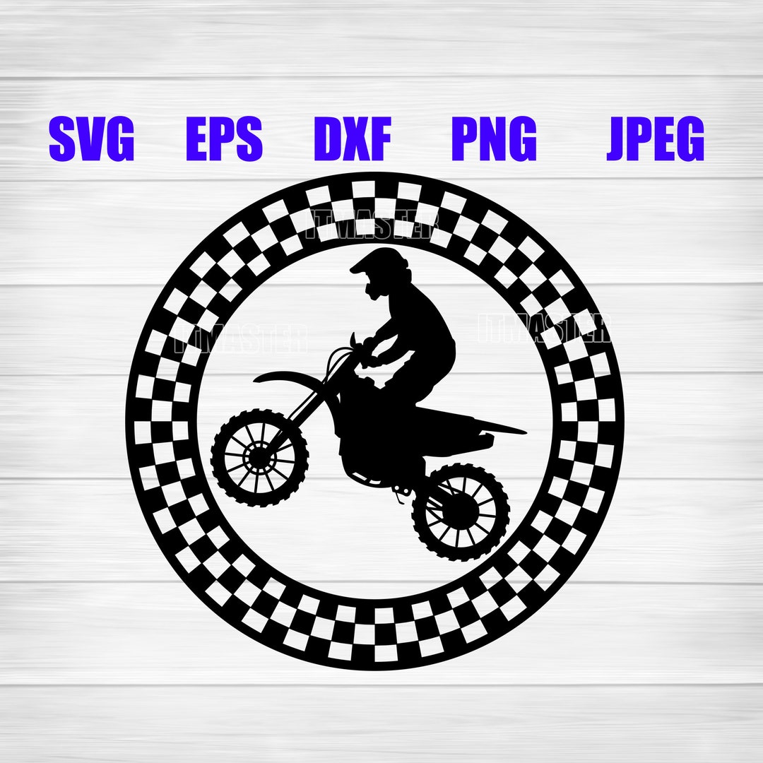 Motocross Rider in Circle Checkered Racing Flag Svg,motorcycle Dirt ...