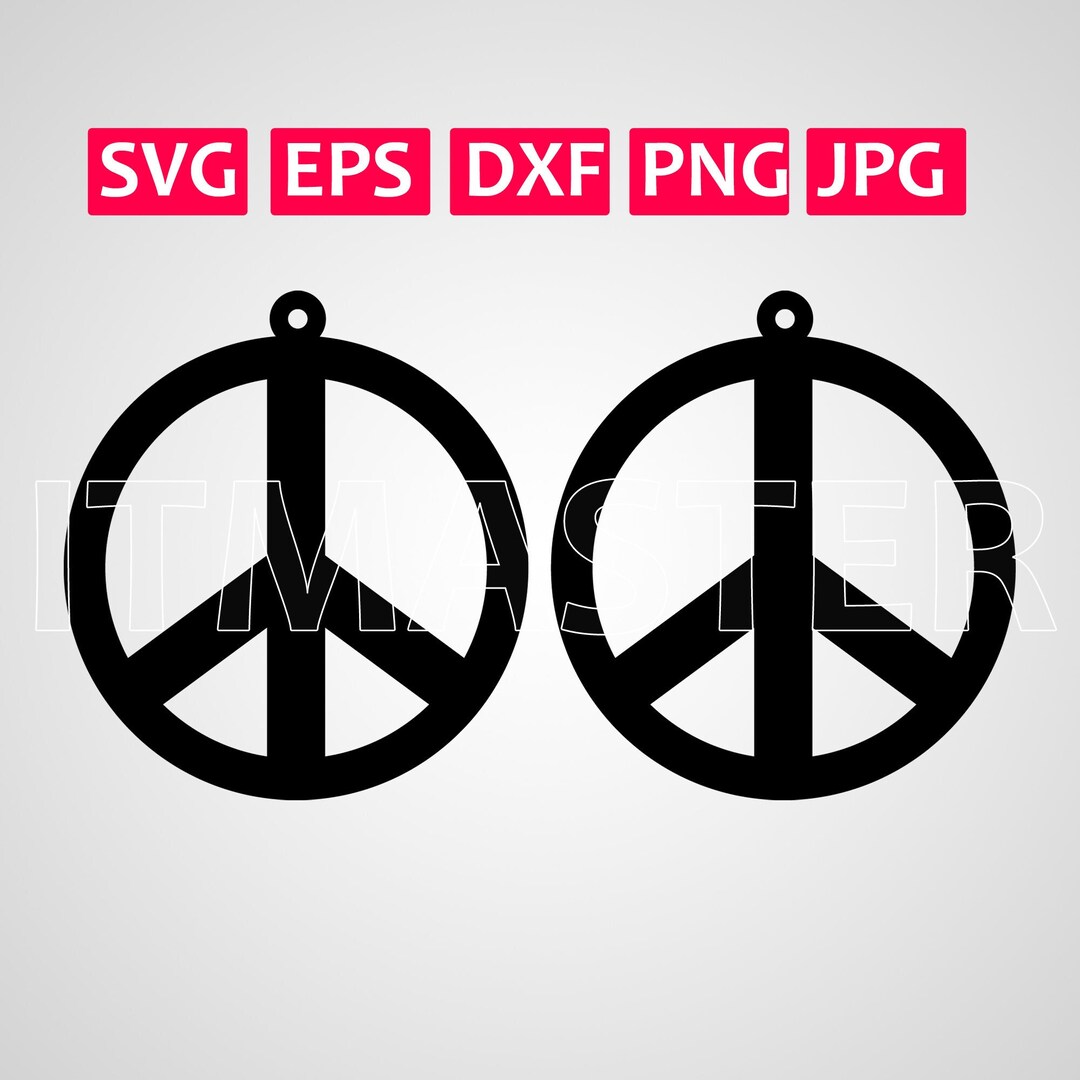 Peace Sign Earrings Jewelry Design Shape Svg , Dxf , Jpg , Png , Eps ...
