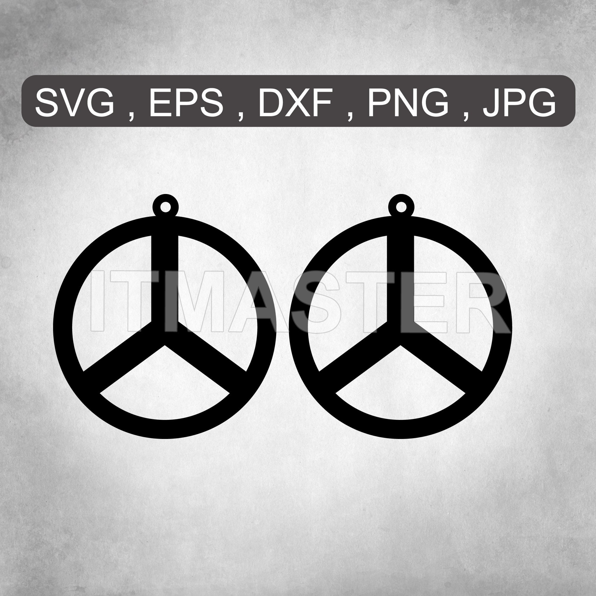 Peace Sign Earrings Jewelry Design Shape Svg Dxf Jpg Png | Etsy