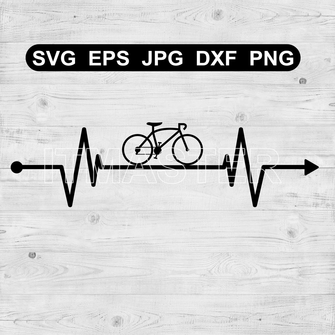 Heartbeat Bicycle Svg , Heart Beat Cycle , Sport Bike Svg , Dxf , Jpg ...