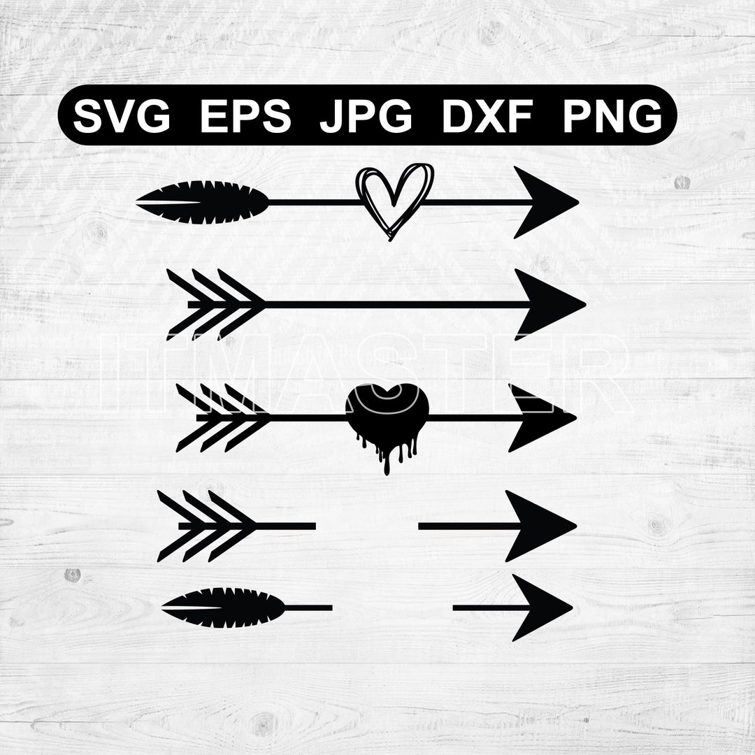Arrows Heart Romantic Love Arrow Svg Dxf Png Eps Etsy