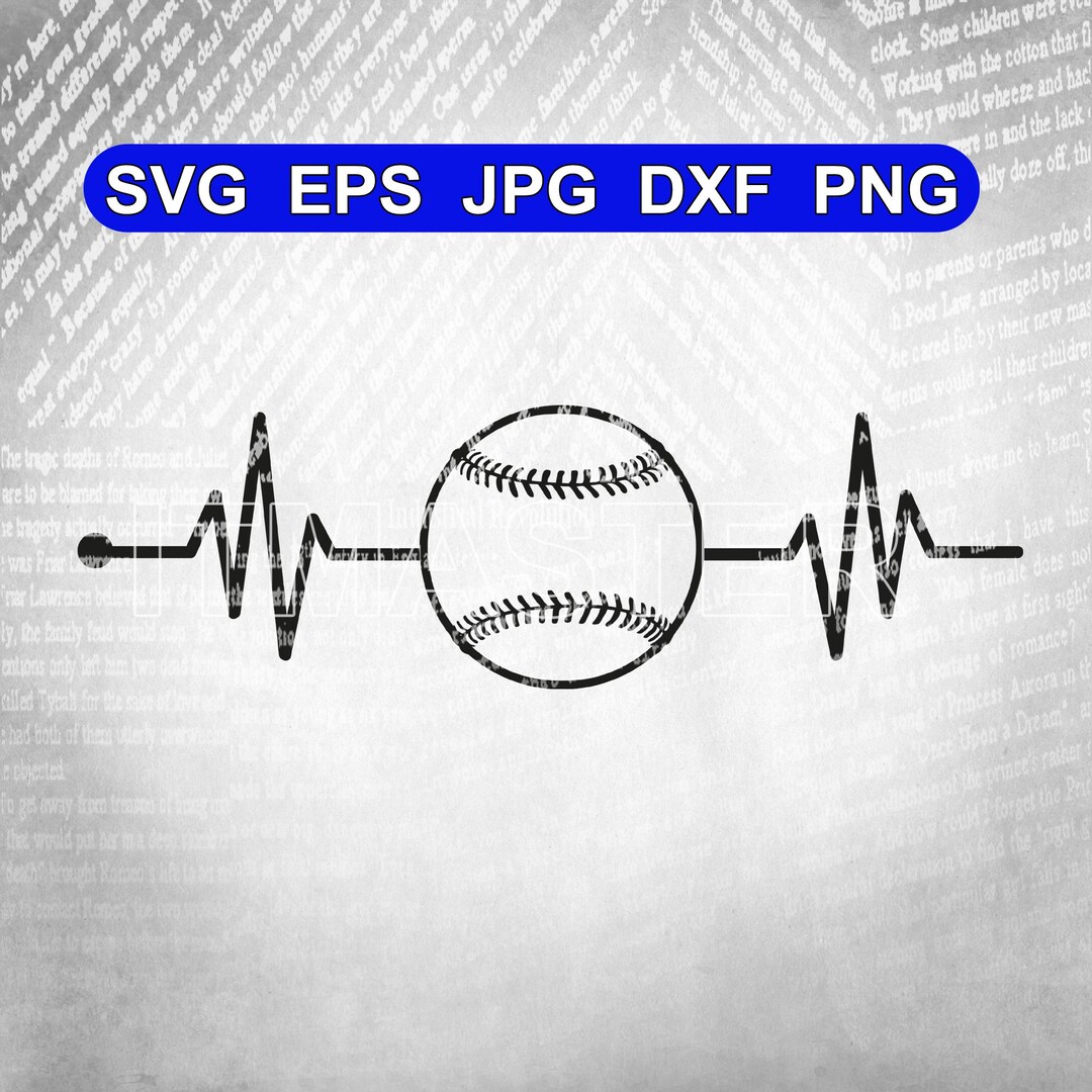 Heartbeat Baseball Ball Svg , Dxf , Jpg , Png , Eps Cut File Download ...