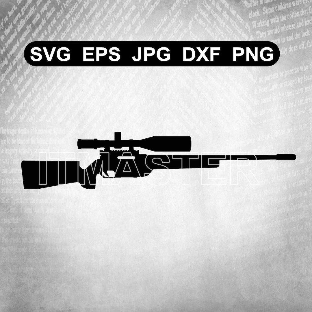 Sniper Rifle With Scope Svg Hunting Weapon Gun With Telescope Svg , Dxf ...