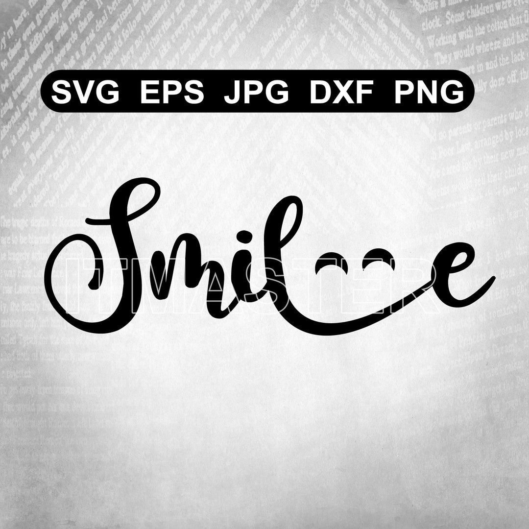 Smile Word With Happy Face and Eyes Inpirational Text Clipart - Etsy