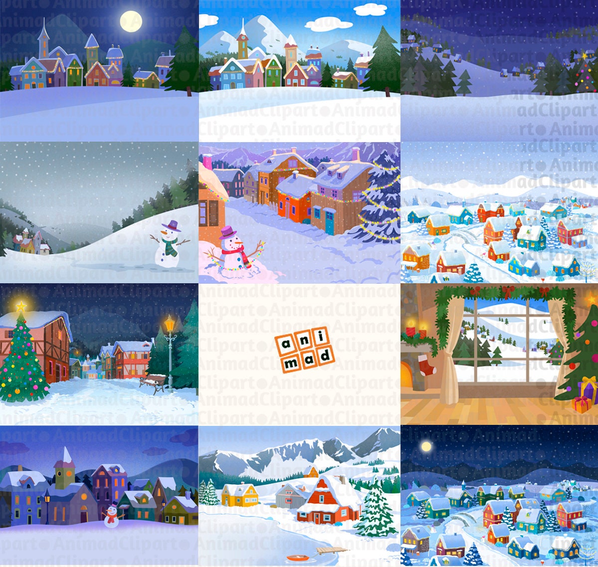 CHRISTMAS BACKGROUNDS for Kids, Xmas Templates, Winter Landscapes ...