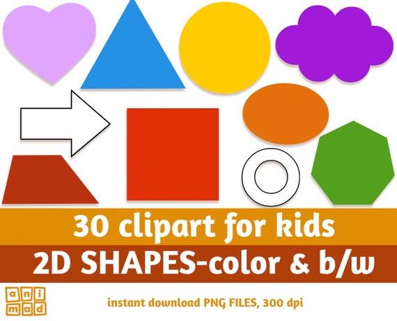 2D GEOMETRICAL SHAPES Clip Art for Kids Square Circle - Etsy