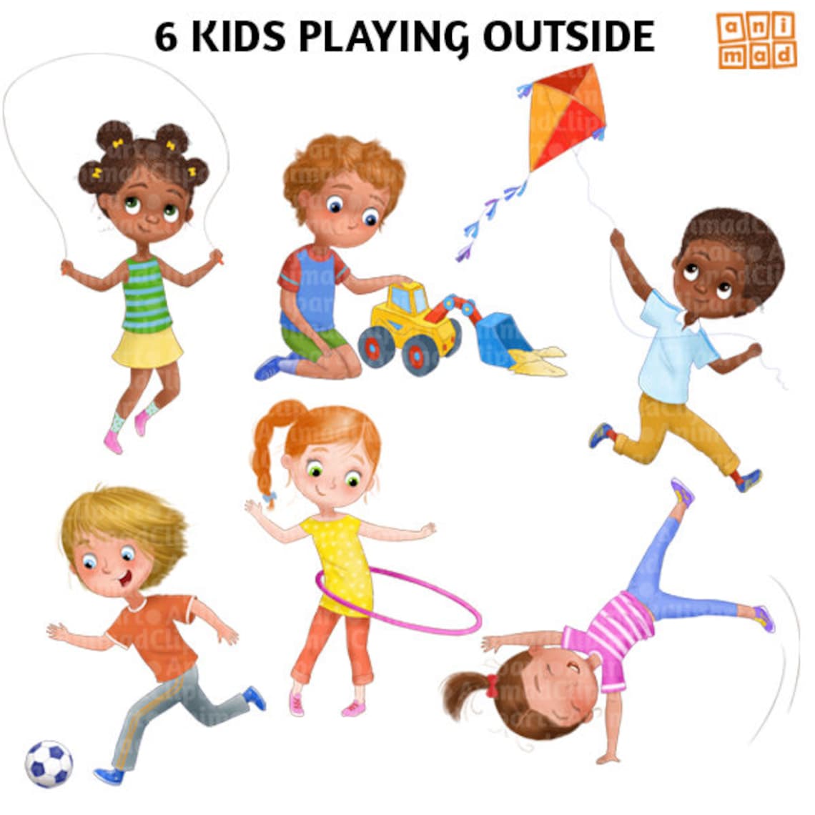 KIDS PLAYING OUTSIDE Clip Art for Kids Diversity Kids - Etsy Canada