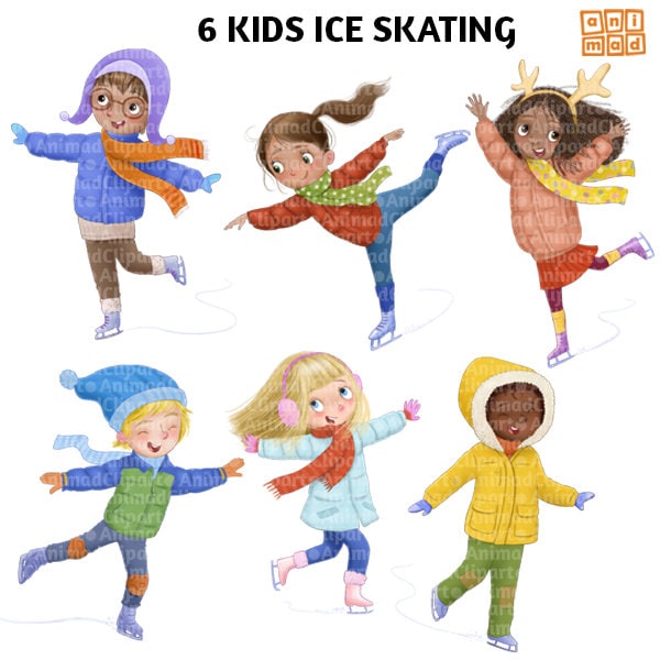 ICE SKATING KIDS Clip Art, Diversity, Clipart for Kids, Boy Clipart ...