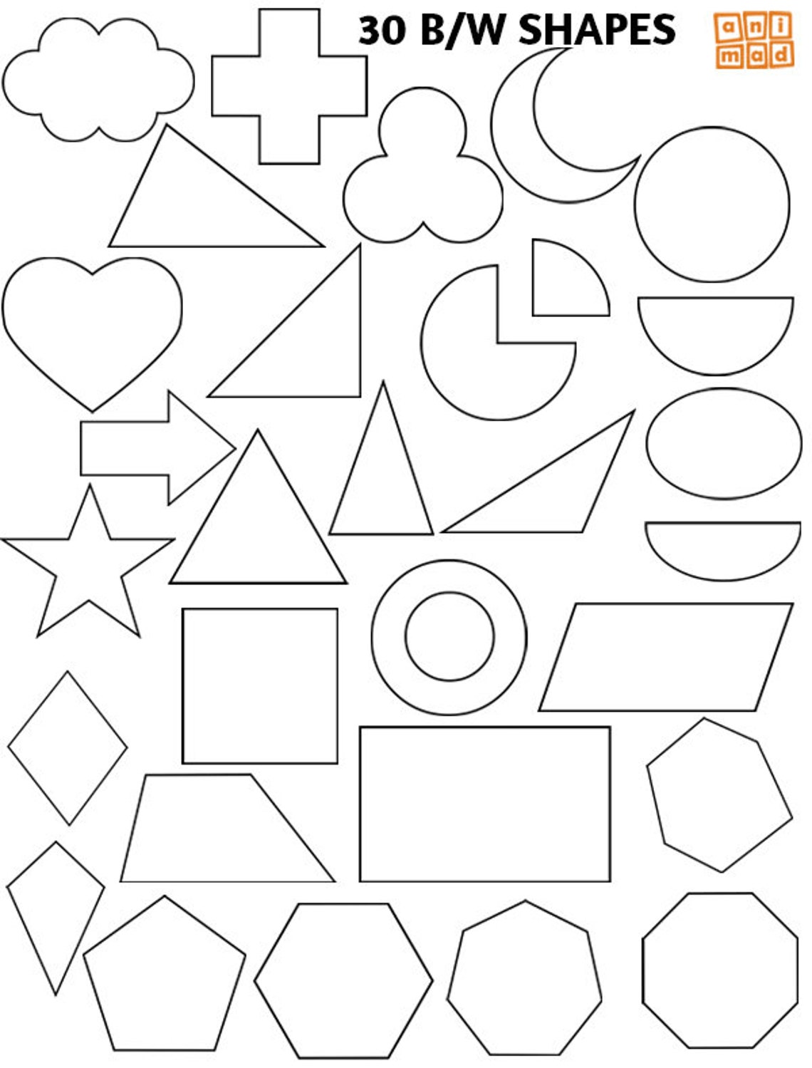 2D GEOMETRICAL SHAPES Clip Art for Kids, Square, Circle, Triangle ...