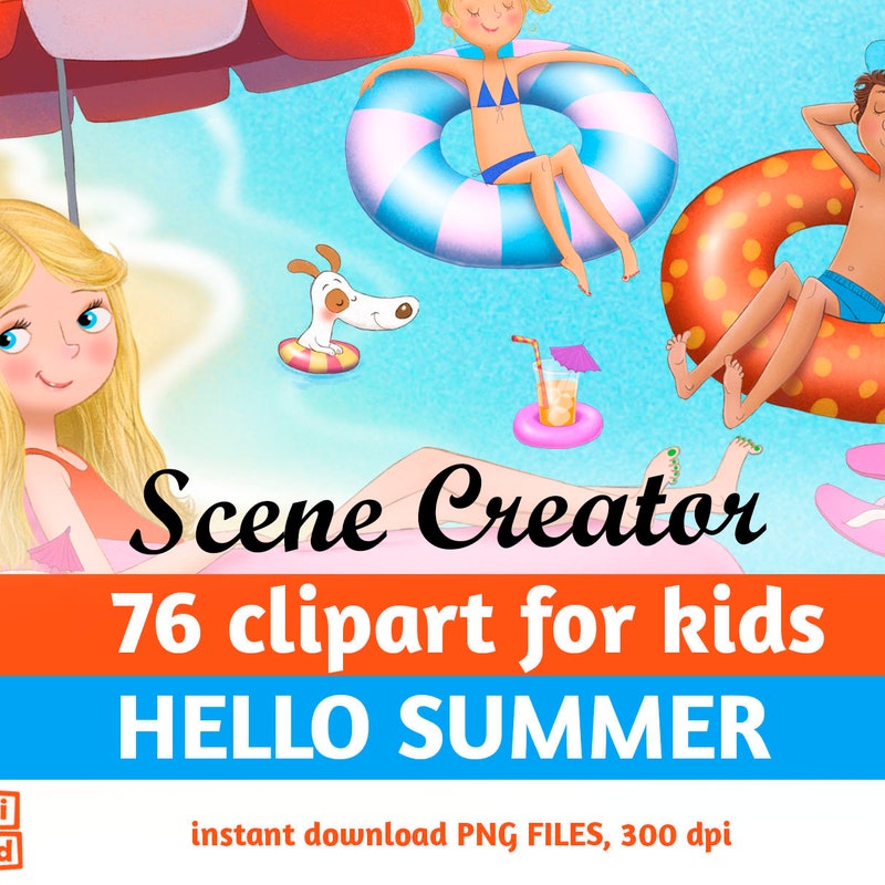 Kids Summer Clipart - Etsy