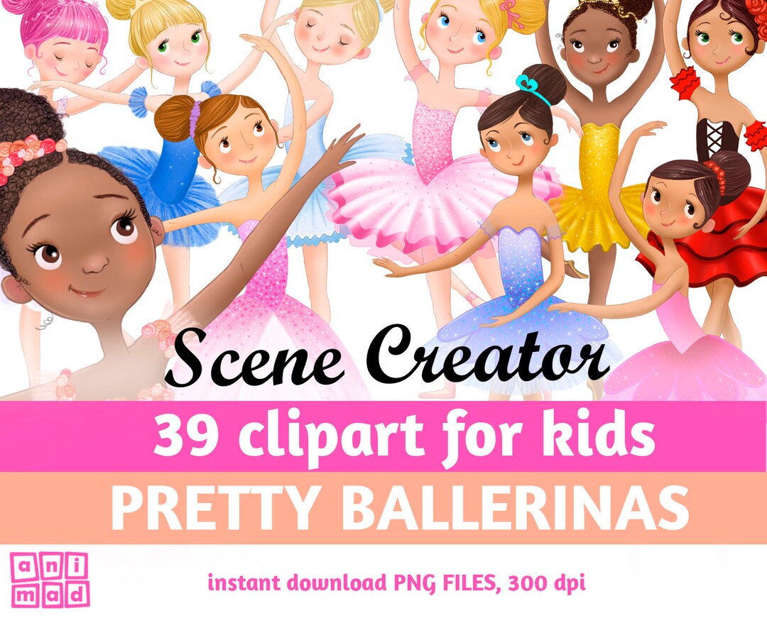 Pretty BALLERINAS Clipart for Kids, SCENE CREATOR, Ballet Clipart ...