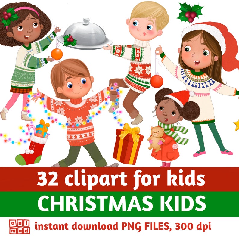 CHRISTMAS Clipart for Kids, Christmas Graphics, Instant Download ...