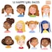 HAPPY Girls Clip Art for Kids, Girls Faces, Diversity, Feelings Clipart ...