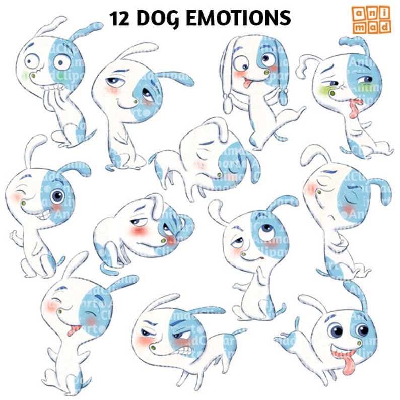 EMOTIONS Clip Art for Kids, Feelings Clipart, CARTOON DOG, Face ...