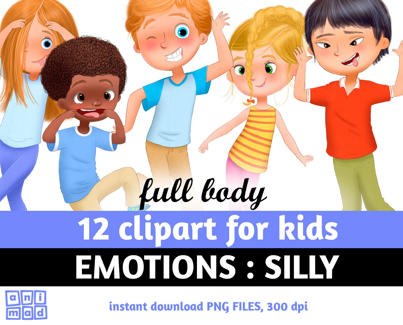 SILLY EMOTIONS Clip Art for Kids Feelings Clipart Body - Etsy