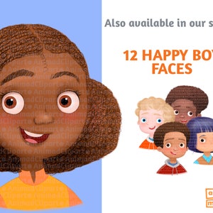 HAPPY Girls Clip Art for Kids, Girls Faces, Diversity, Feelings Clipart ...