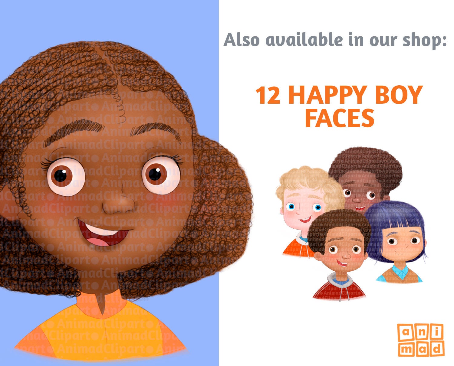 HAPPY Girls Clip Art for Kids, Girls Faces, Diversity, Feelings Clipart ...
