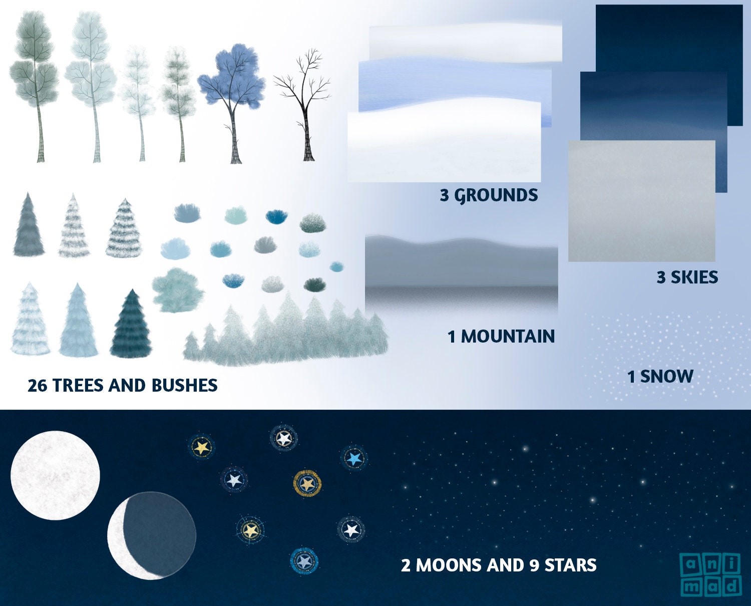 CHRISTMAS and Winter Landscapes Clip Art, Winter SCENE CREATOR ...