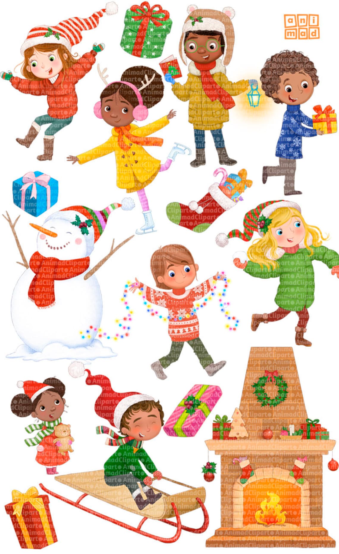 CHRISTMAS Clipart for Kids, Christmas Graphics, Instant Download ...