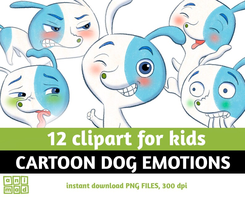 EMOTIONS Clip Art for Kids Feelings Clipart CARTOON DOG - Etsy