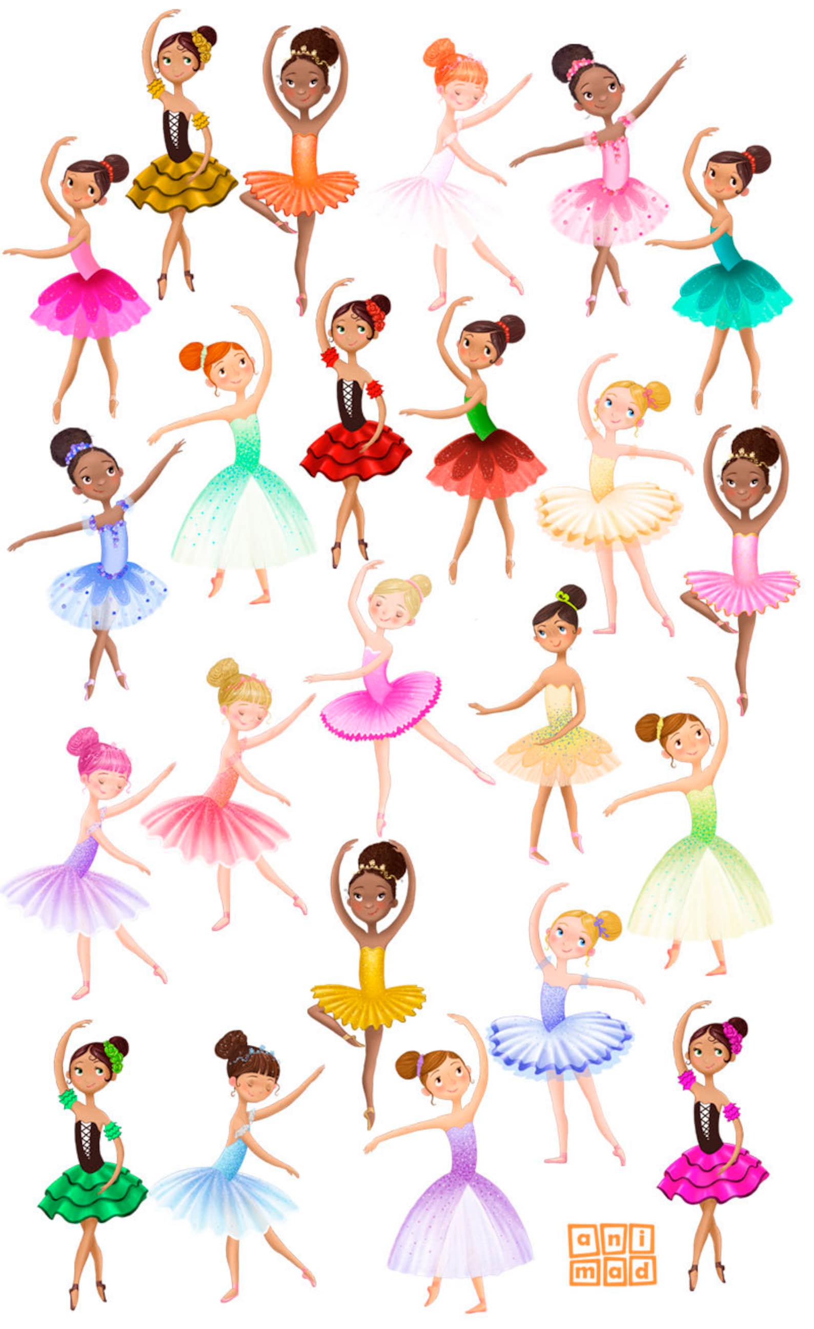 Pretty BALLERINAS Clipart for Kids, SCENE CREATOR, Ballet Clipart ...