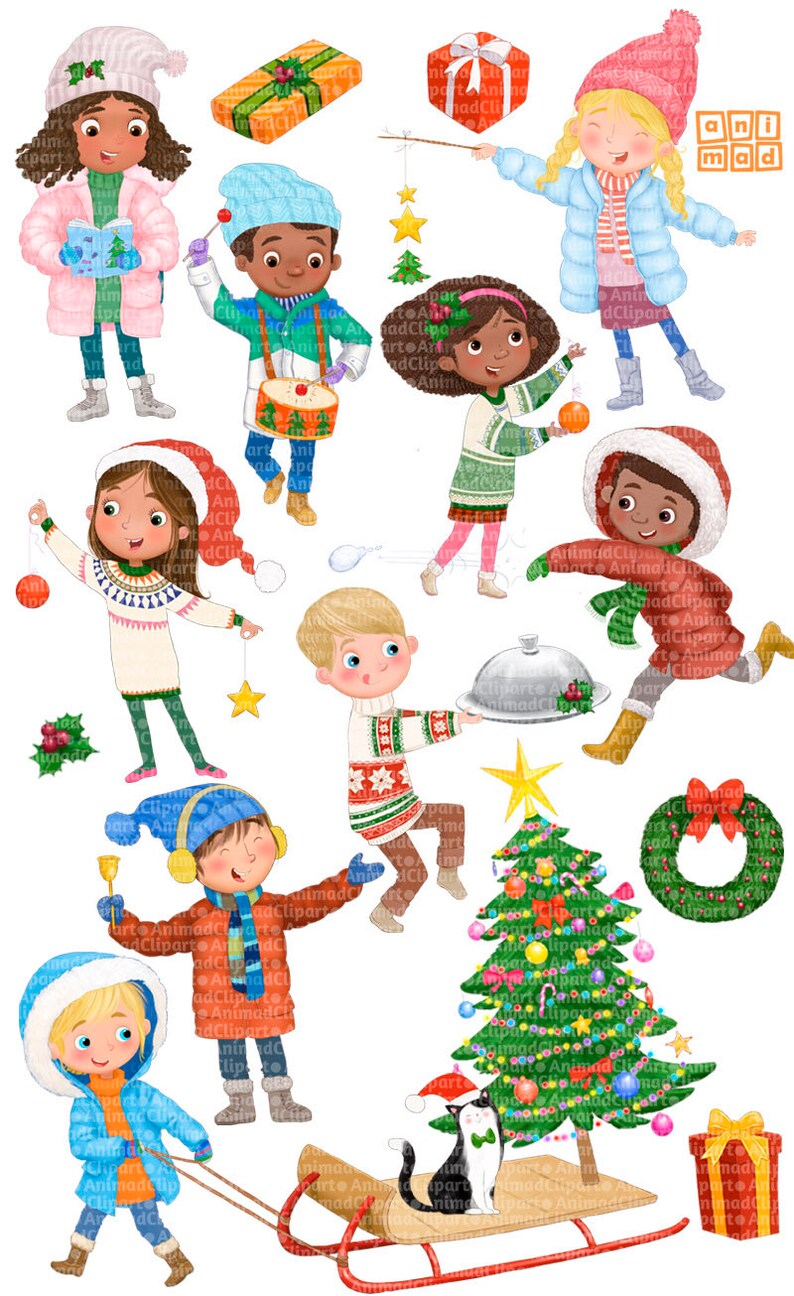 CHRISTMAS Clipart for Kids, Christmas Graphics, Instant Download ...