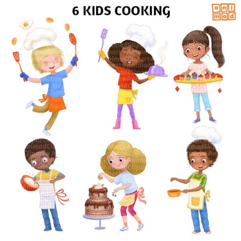KIDS COOKING Clip Art, Diversity, Clipart for Kids, Boy Clipart, Girl ...