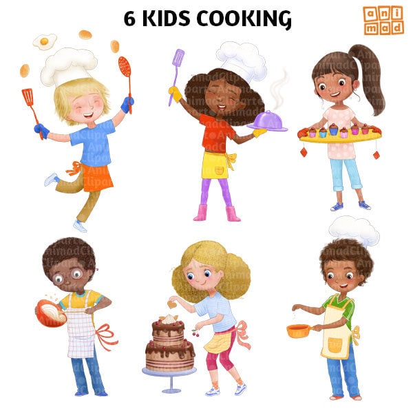 KIDS COOKING Clip Art, Diversity, Clipart for Kids, Boy Clipart, Girl ...