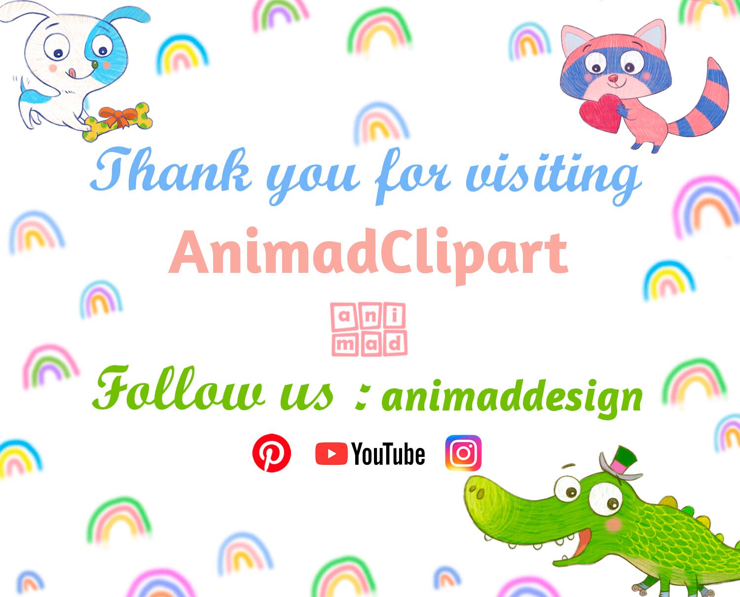 CARTOON ANIMALS Clip Art for Kids Funny Animals Clipart Cute - Etsy