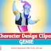 Blue Genie Clipart: Cartoon Character Design (PNG, 300dpi) - Etsy