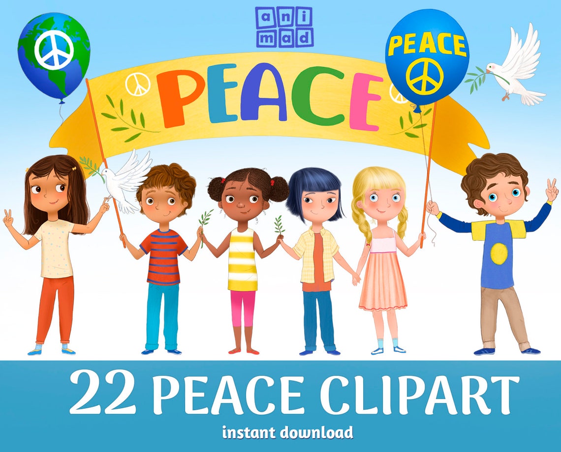 Peace Clip Art for Kids Diversity Peace Symbol Clipart Dove | Etsy