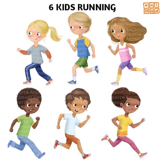 Children Running Clip Art