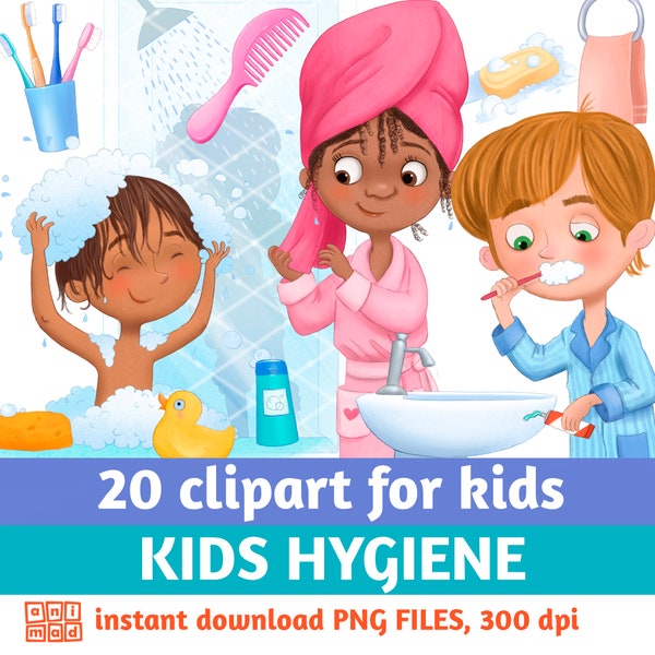Kids Hygiene Clip Art - Etsy