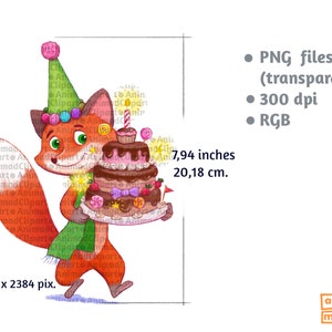 PARTY FOX Clip Art for Kids, Birthday Clipart, Party Clipart, Funny Fox ...