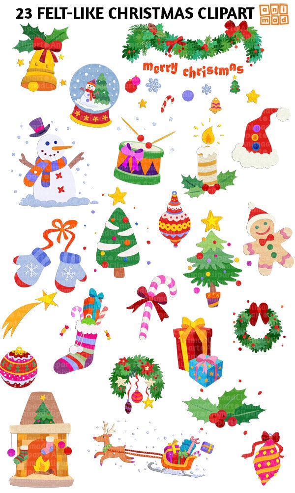 CHRISTMAS Clip Art, Felt Like Clipart, Christmas Graphics, Instant ...