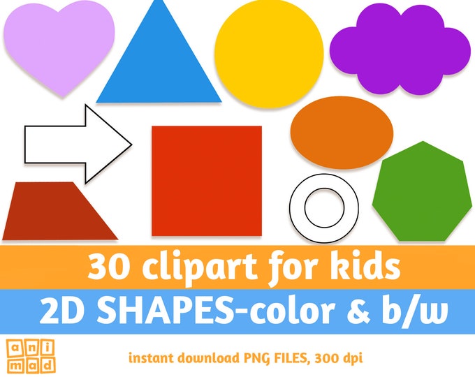 2D Shapes Clipart | Geometric Clipart | Cute Clipart | Teacher Clipart ...