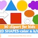 2D GEOMETRICAL SHAPES Clip Art for Kids, Square, Circle, Triangle ...